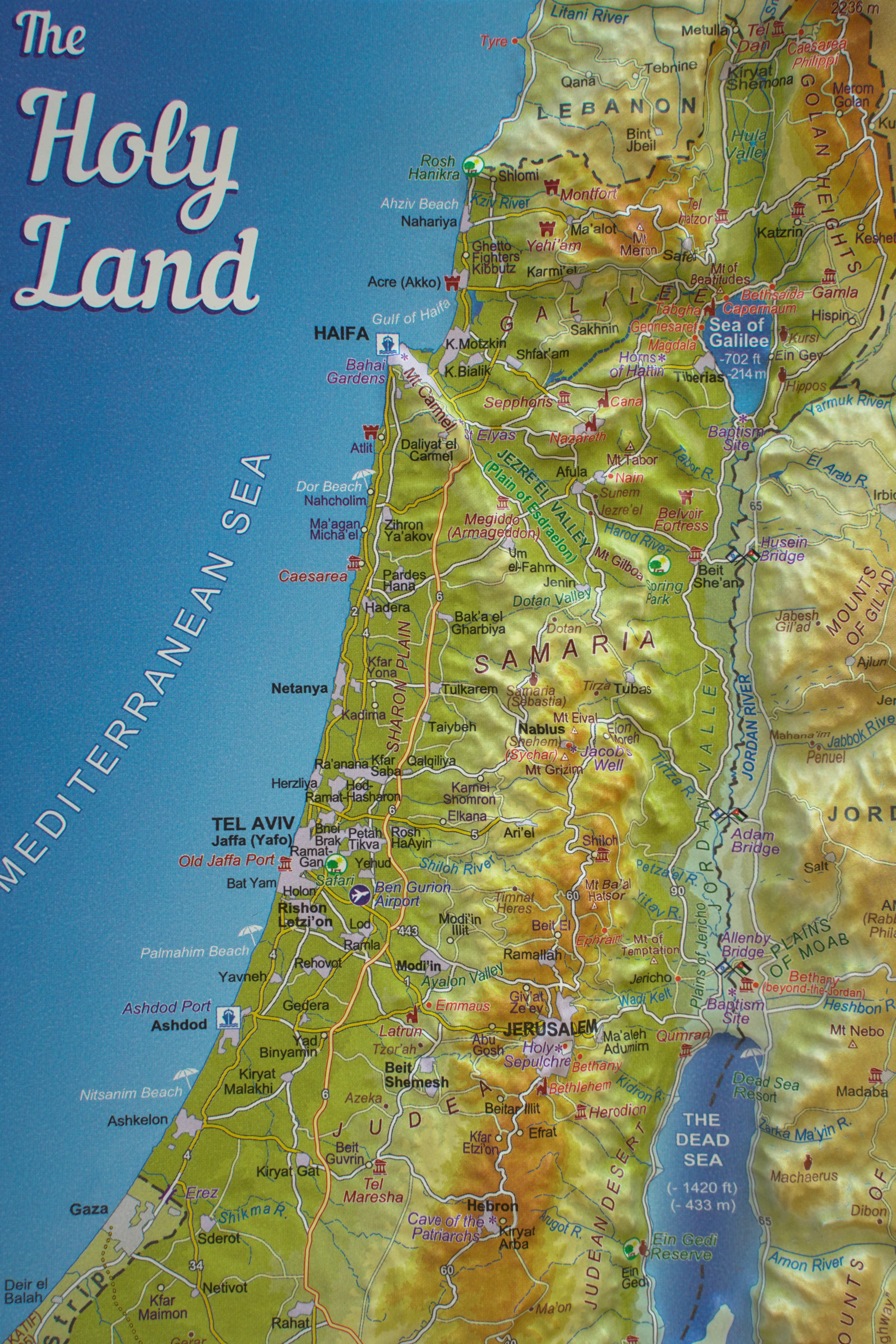 Map of the Holy Land - Textured Relief Map – Magdala Gift Shop