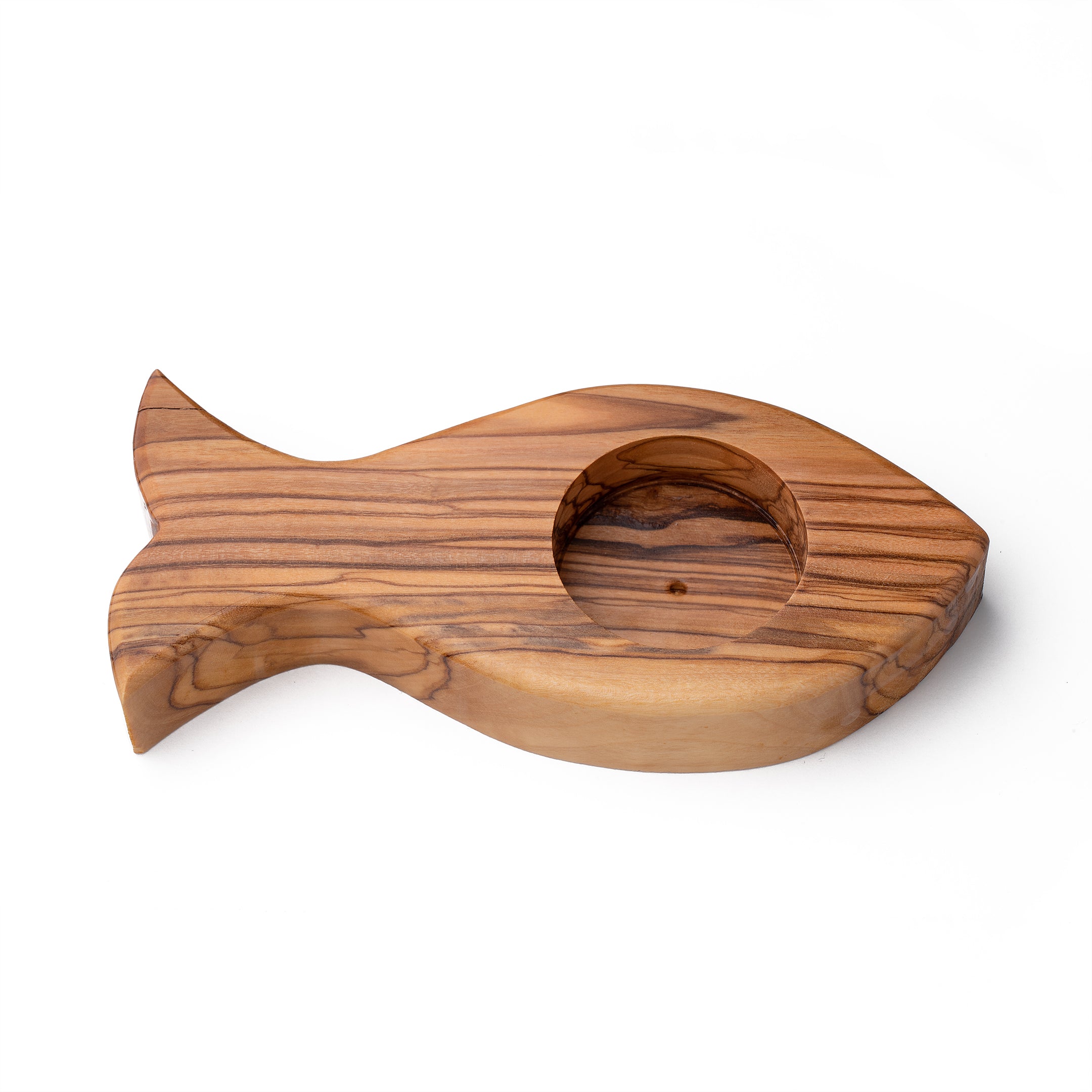 Candle Holder Fish - Olive Wood from Bethlehem – Magdala Gift Shop